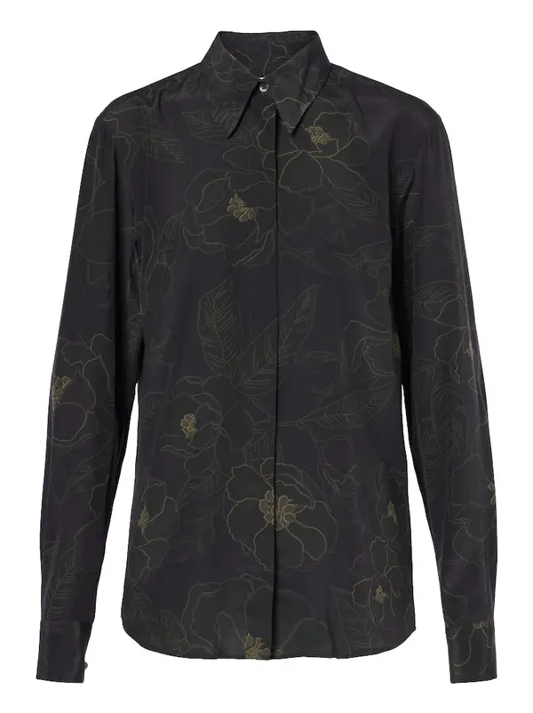 Dries Van Noten Floral Silk Shirt - Black