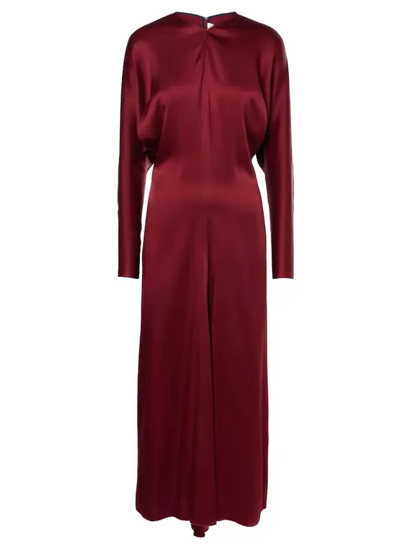 Victoria Beckham Draped Crepe Satin Midi Dress - Red