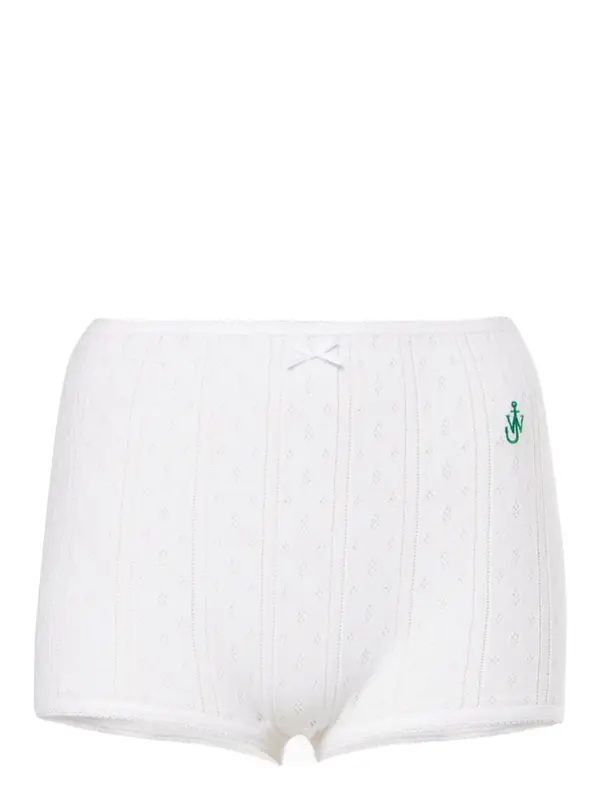 JW Anderson Pointelle Cotton And Cashmere Shorts - White