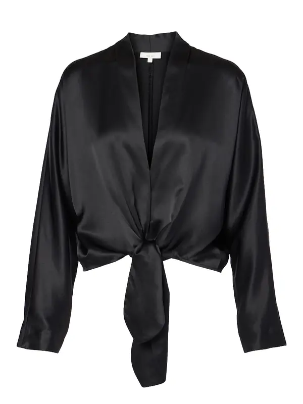 THE SEI Tie-front Blouse - Black