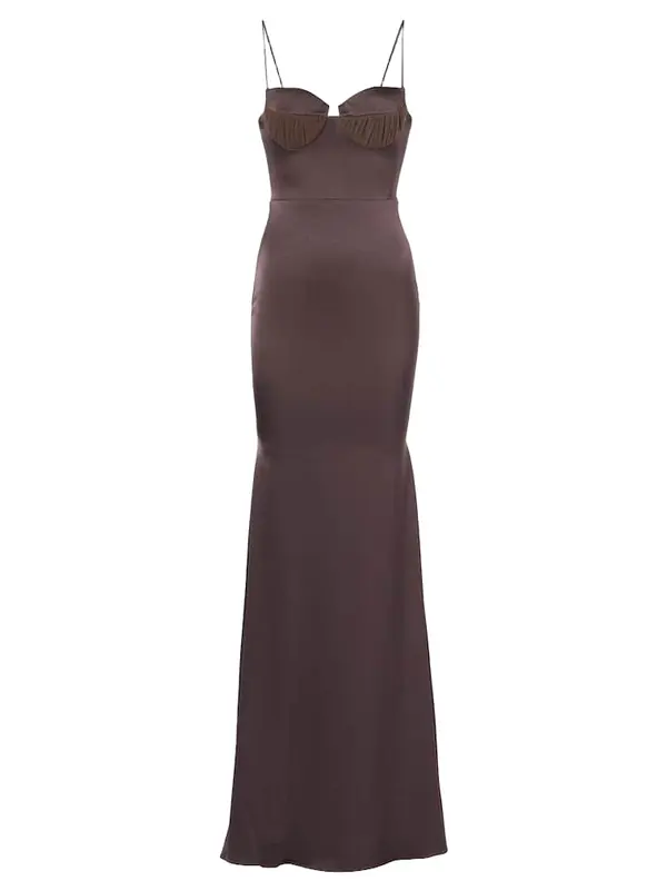 Alex Perry Satin Bustier Gown - Brown