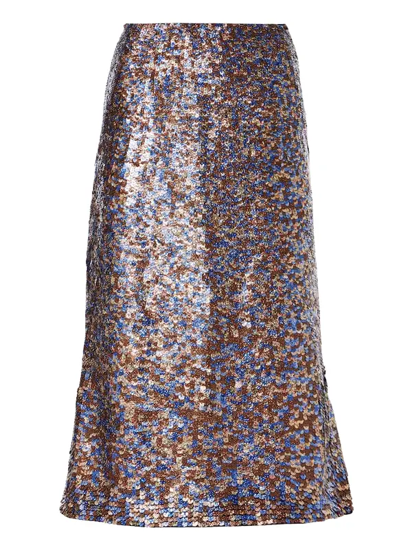 Dries Van Noten Sequined Wool-blend Midi Skirt - Multicoloured