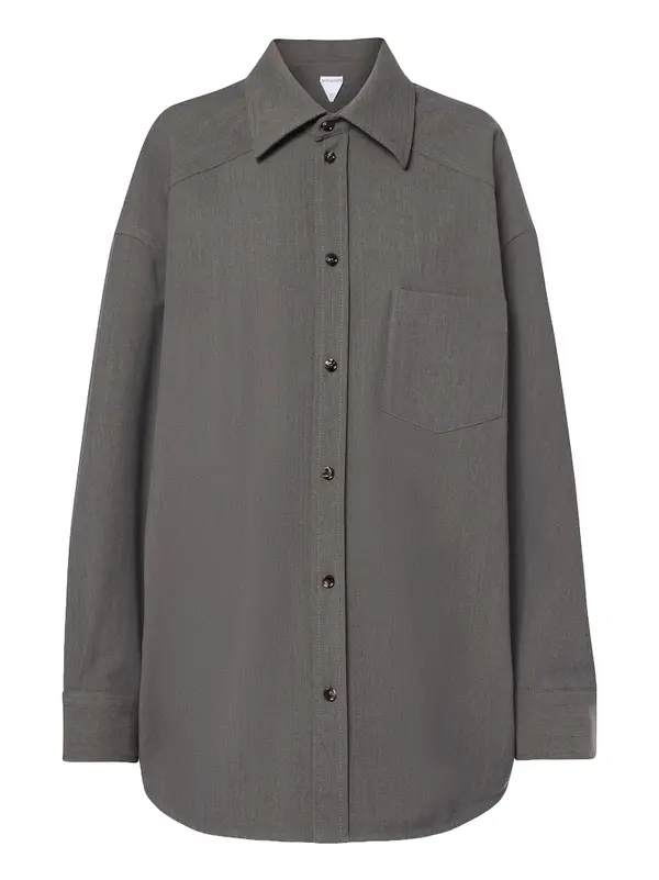Bottega Veneta Oversized Wool-blend Shirt - Grey