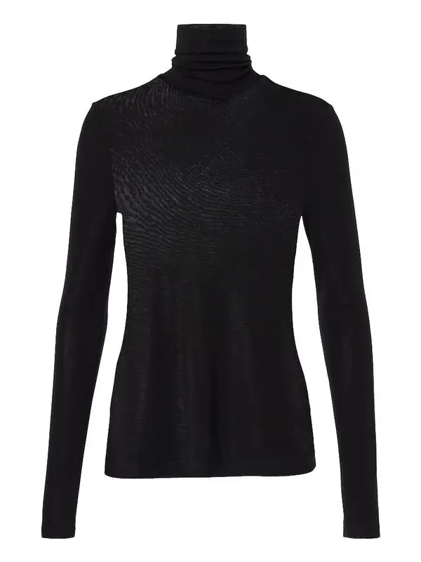 AGOLDE Pascale Jersey Turtleneck Top In Ivory Glow - Black
