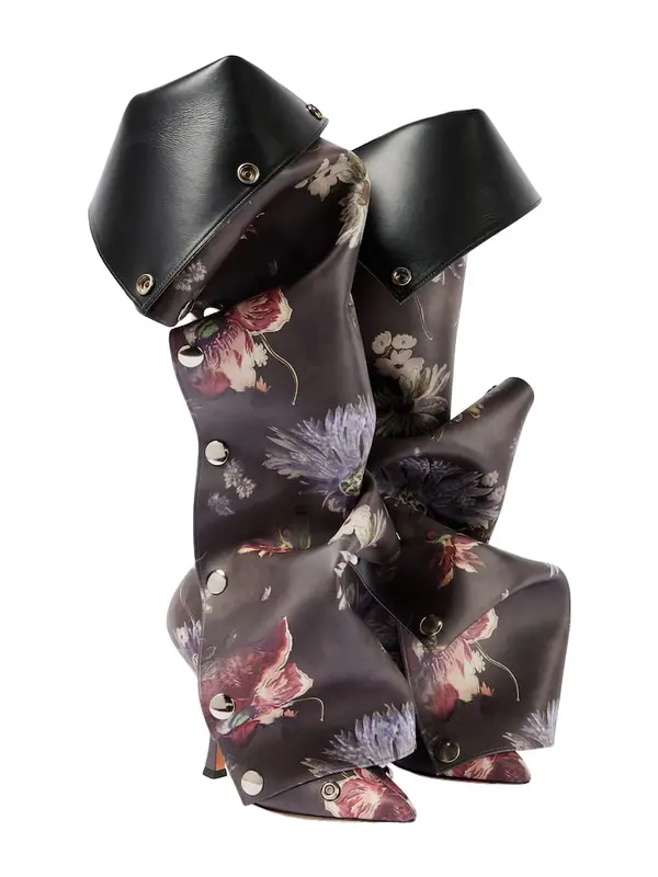 Y/project Snap 100 Floral Knee-high Leather Boots - Multicoloured