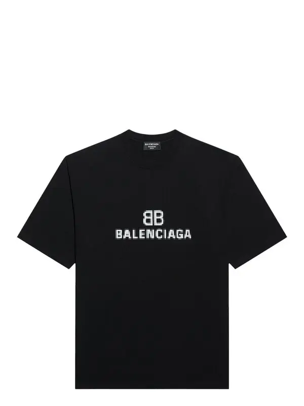 Balenciaga Bb Pixel Medium Fit T-shirt /white - Black