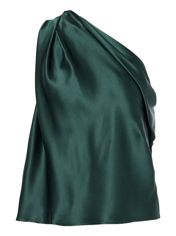 THE SEI Silk One-shoulder Top - Green