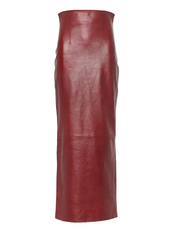 Khaite Loxley Leather Maxi Skirt - Red