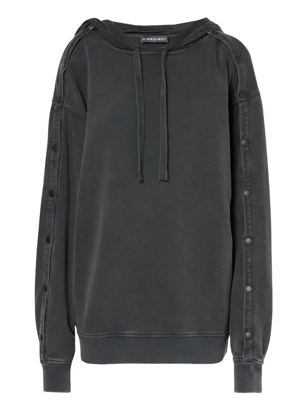 Y/project Snap Oversized Cotton Jersey Hoodie - Black