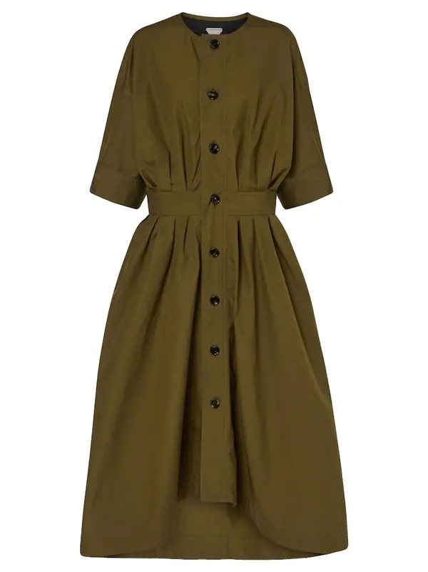 Bottega Veneta Cotton Canvas Shirt Dress - Green