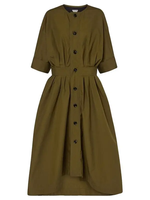 Bottega Veneta Cotton Canvas Shirt Dress - Green