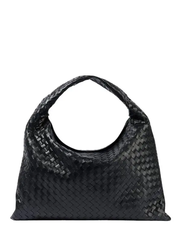 Bottega Veneta Hop Intrecciato Large Leather Tote Bag - Black
