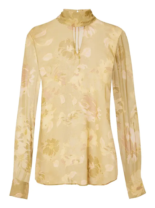 Dries Van Noten Printed Sheer Blouse - Beige