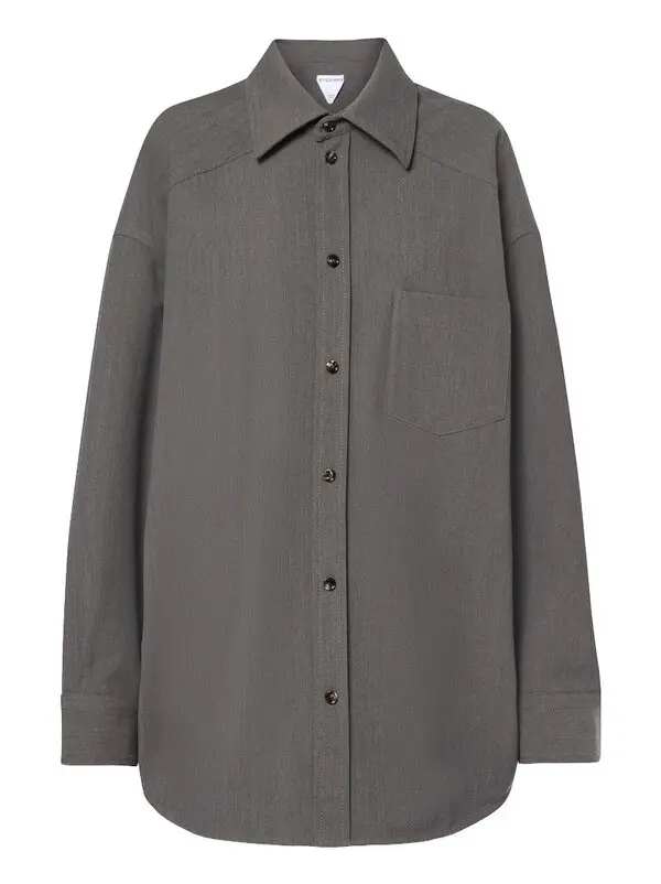 Bottega Veneta Oversized Wool-blend Shirt - Grey