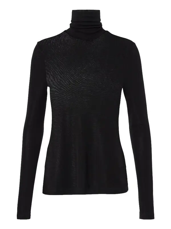 AGOLDE Pascale Jersey Turtleneck Top In Ivory Glow - Black