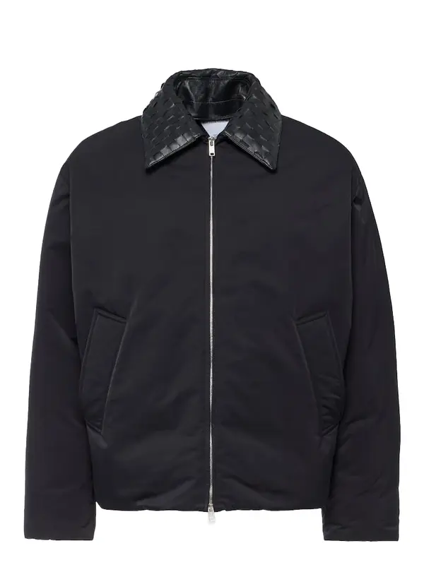 Bottega Veneta Intrecciato Leather-trimmed Down Jacket - Black