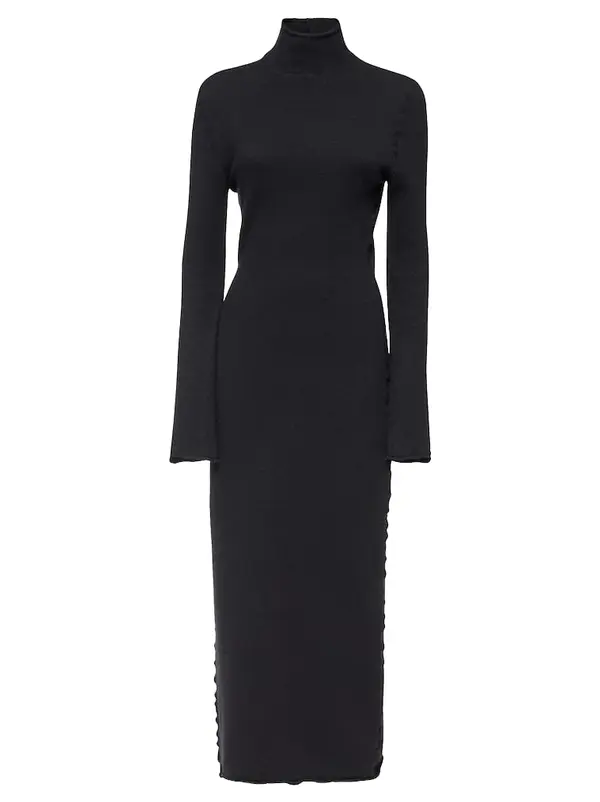 Bottega Veneta Knitted Wool Maxi Dress - Black