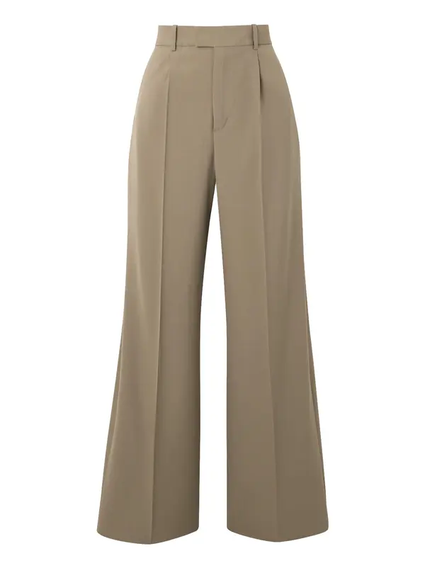 RÓHE Pleated Wide-leg Wool Trousers - Brown