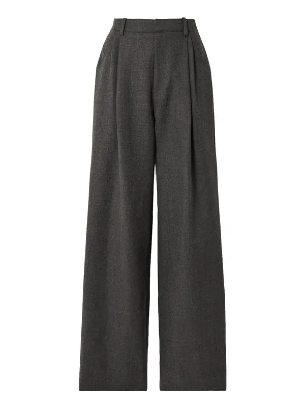 LIBEROWE The Vanguard Annie Pleated Wool Wide-leg Pants - Gray