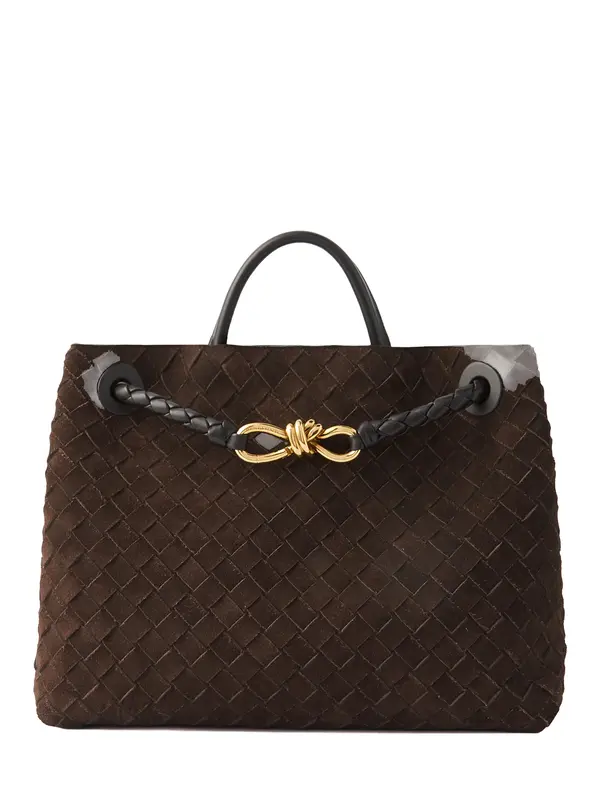 Bottega Veneta Andiamo Medium Intrecciato Suede Tote - Brown