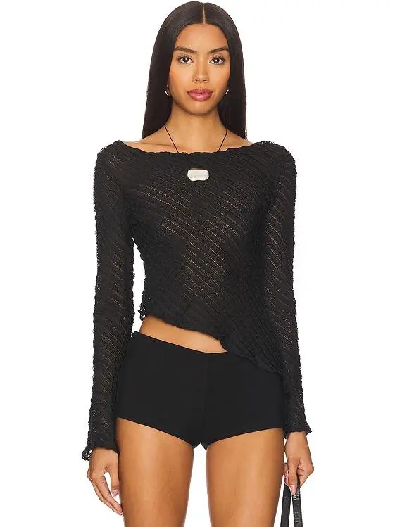 Superdown Jayne Long Sleeve Top - Black