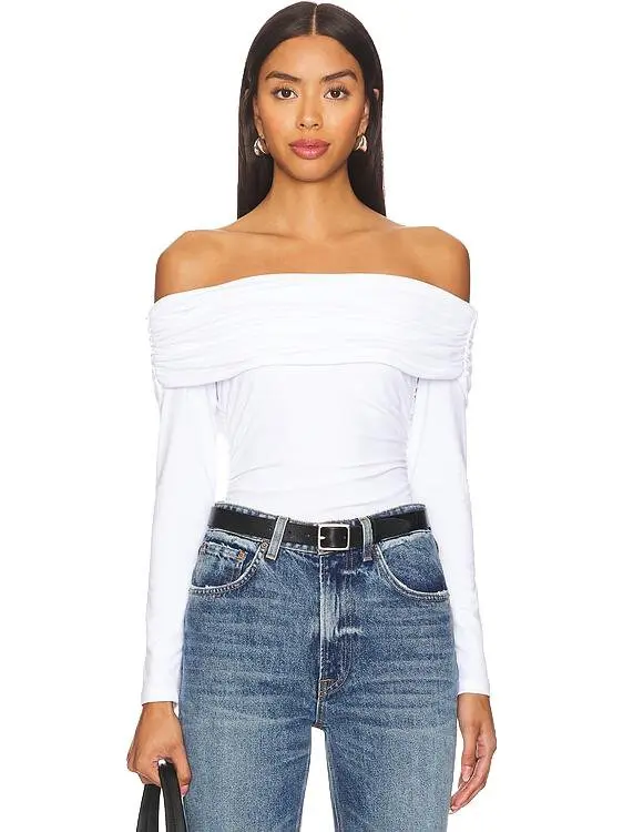 Susana Monaco Off The Shoulder Gathered Long Sleeve Top - Sugar