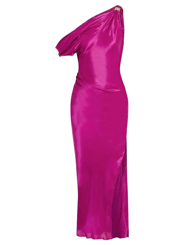 NICHOLAS One-shoulder Satin Maxi Dress - Magenta