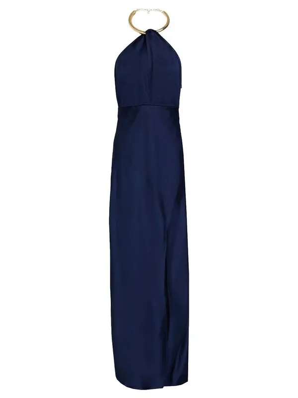 NICHOLAS Embellished Halterneck Maxi Dress - Navy
