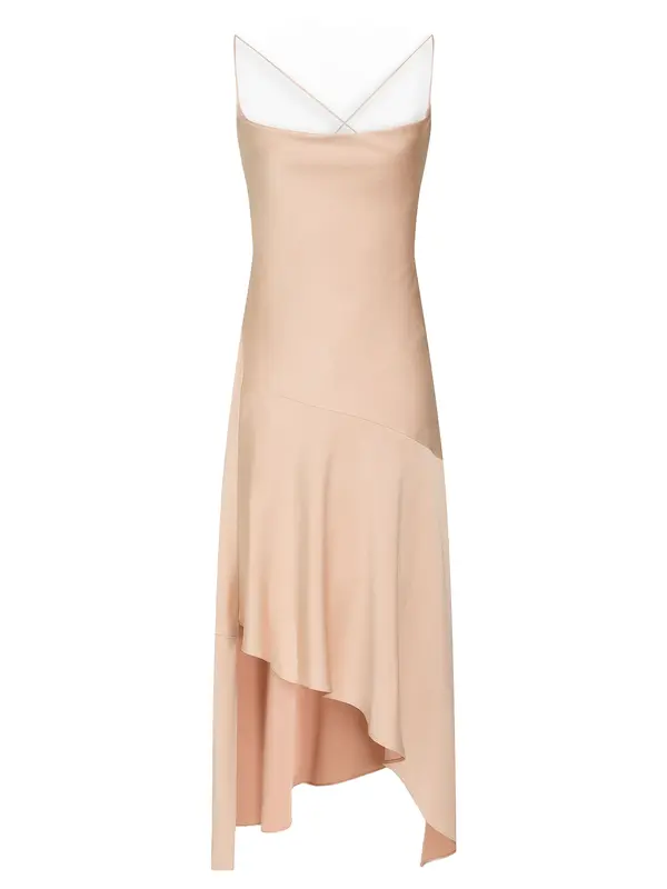 Alice + Olivia Harmony Asymmetric Satin-crepe Midi Dress - Sand
