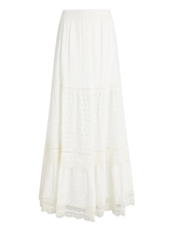 Alice + Olivia Reise Broderie Anglaise Cotton Maxi Skirt - Ivory