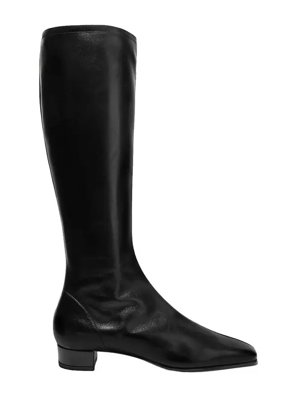 By Far Edie Leather Knee Boots - Black
