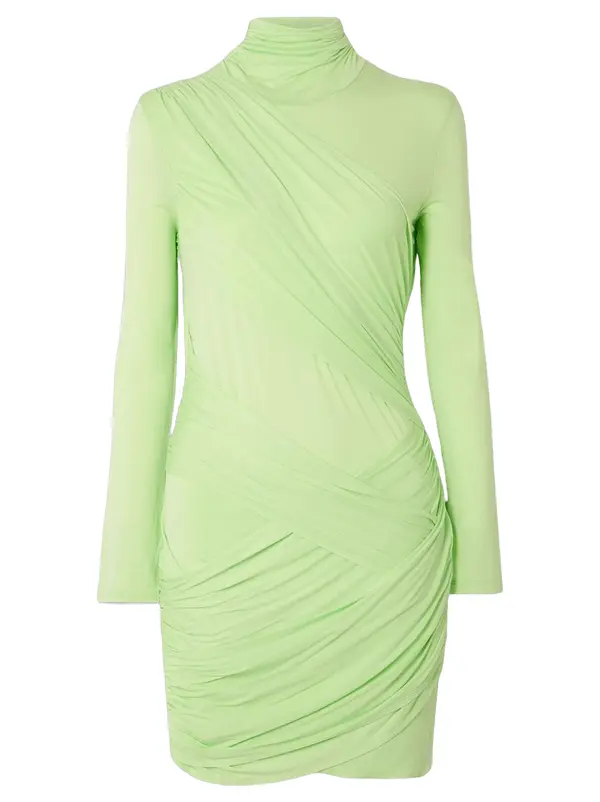 Gauge81 Kores Draped Stretch-jersey Mini Dress - Light Green
