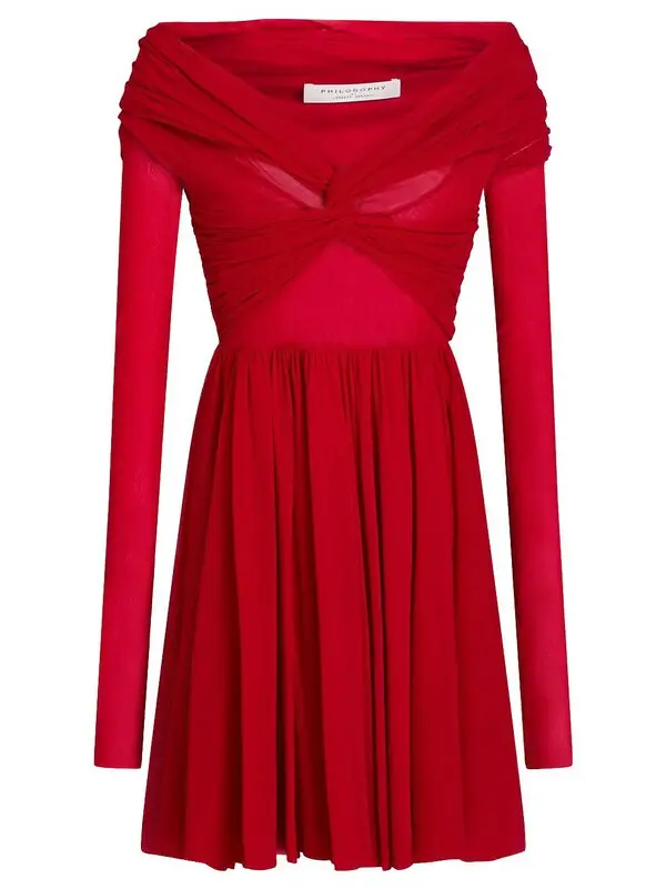Philosophy Di Lorenzo Serafini Twisted Cutout Tulle Mini Dress - Red