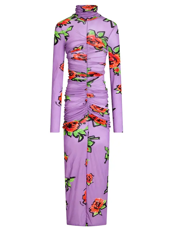 Philosophy Di Lorenzo Serafini Floral-print Tulle Midi Dress - Lavender