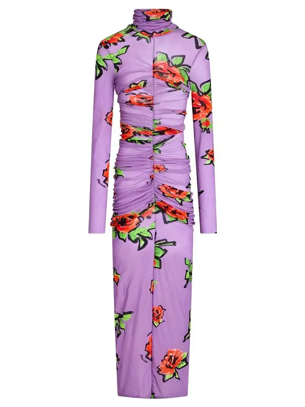 Philosophy Di Lorenzo Serafini Floral-print Tulle Midi Dress - Lavender