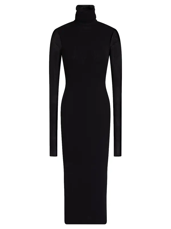 Philosophy Di Lorenzo Serafini Mesh Turtleneck Midi Dress - Black