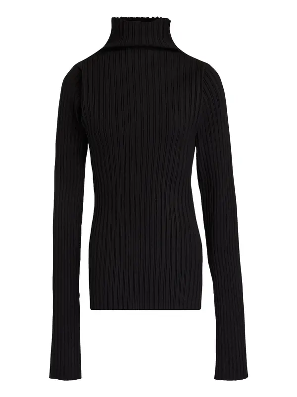 Philosophy Di Lorenzo Serafini Cutout Ribbed-knit Turtleneck Sweater - Black