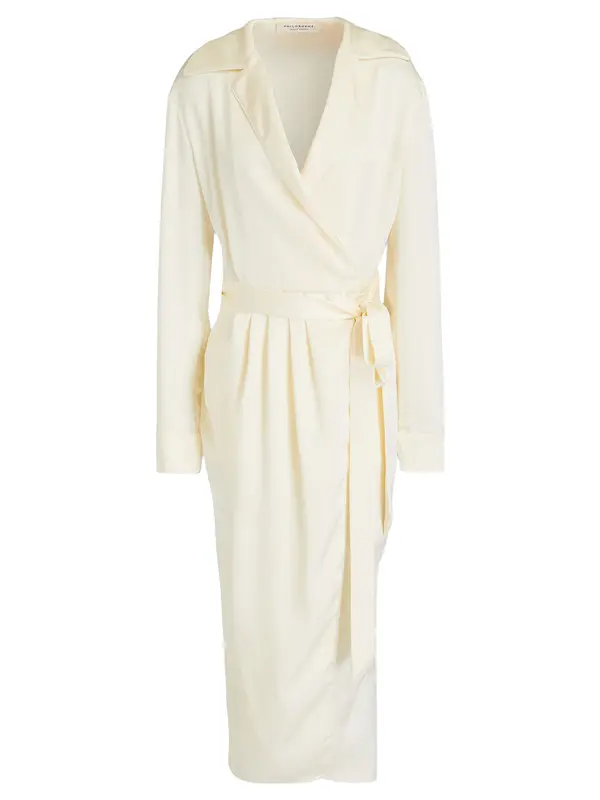 Philosophy Di Lorenzo Serafini Pleated Satin Wrap Dress - Cream