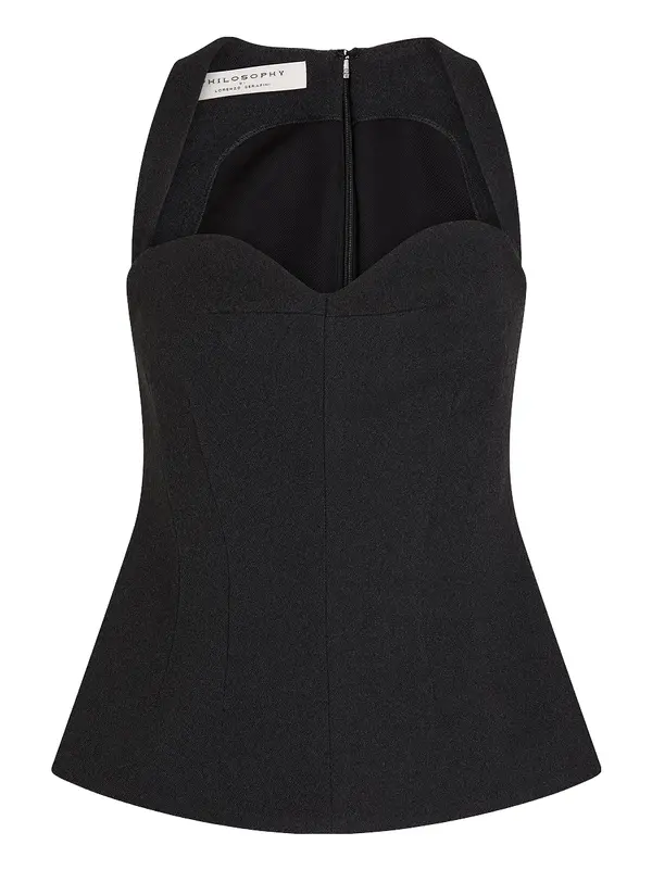 Philosophy Di Lorenzo Serafini Twill Peplum Top - Charcoal