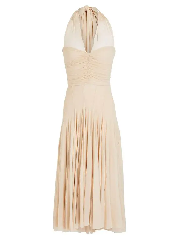 Philosophy Di Lorenzo Serafini Ruched Tulle Halterneck Midi Dress - Neutral