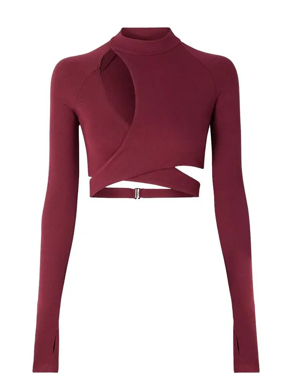 ALIX NYC Dana Cropped Ribbed Top - Burgundy
