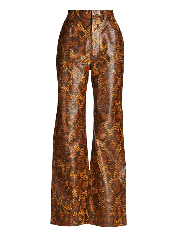Nanushka Camma Snake-effect Straight-leg Pants - Animal Print