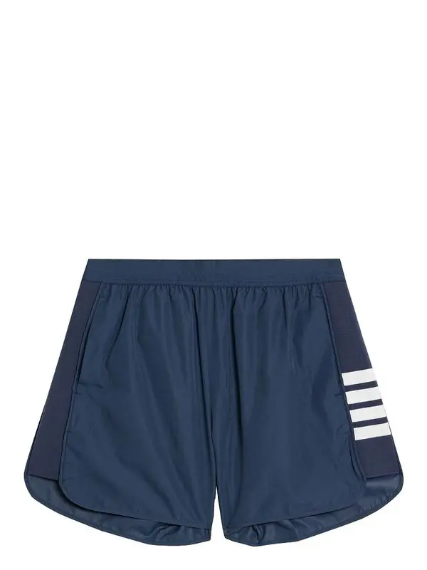 Thom Browne Striped Shell And Stretch-knit Shorts - Navy