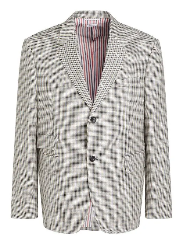 Thom Browne Houndstooth Wool Blazer - Sage Green