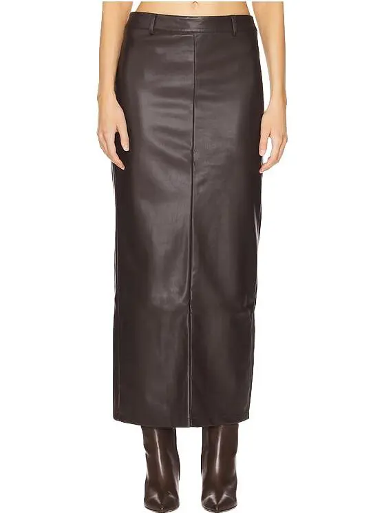 ALL THE WAYS Kayla Faux Leather Maxi Skirt - Chocolate