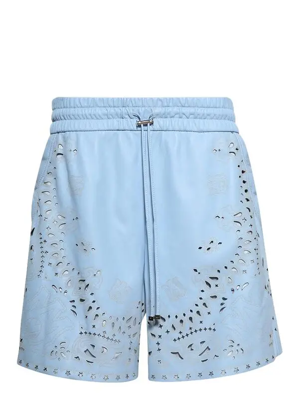 Amiri Bandana Laser Leather Shorts - Blue