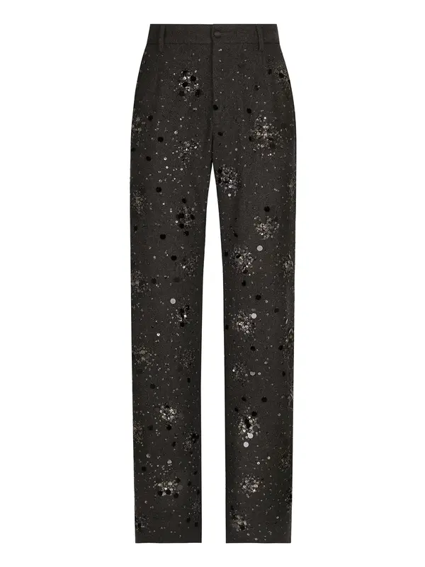 Dolce & Gabbana Embroidered Wool-blend Pants - Multicolor