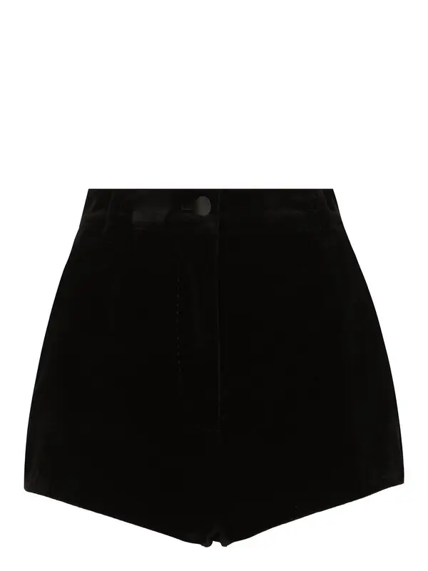 Dolce & Gabbana Velvet High-waisted Tuxedo Panties - Black