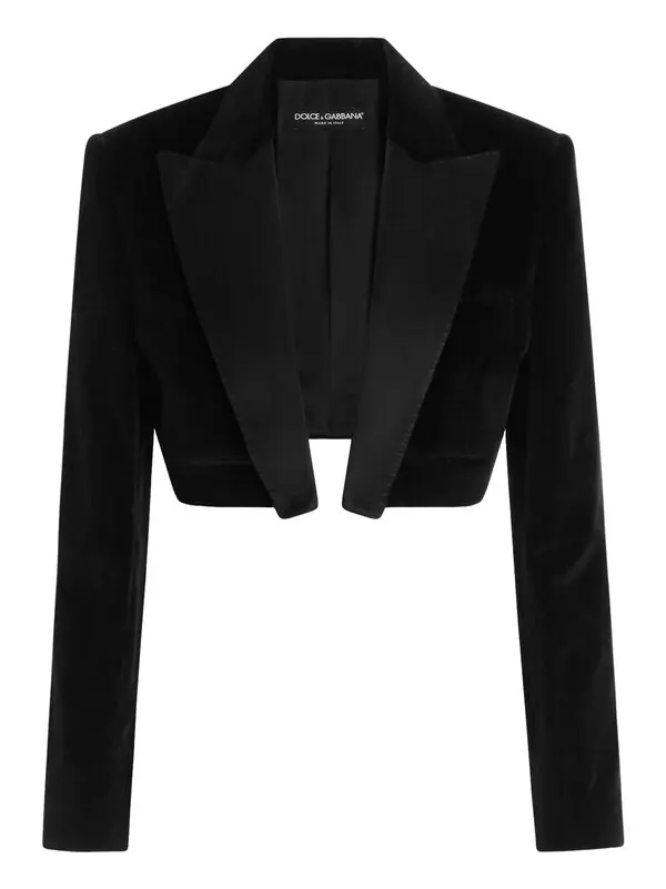 Dolce & Gabbana Velvet Spencer Tuxedo Jacket - Black
