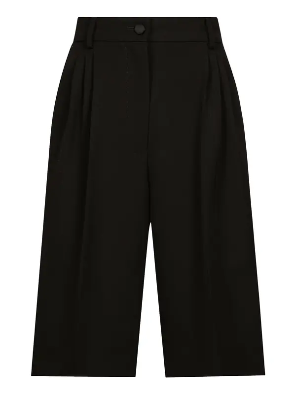 Dolce & Gabbana Wool Gabardine Bermuda Shorts - Black
